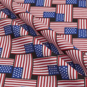 Cotton Print American Flag Weave Original Red White Blue, Quilting Fabric by the Yard