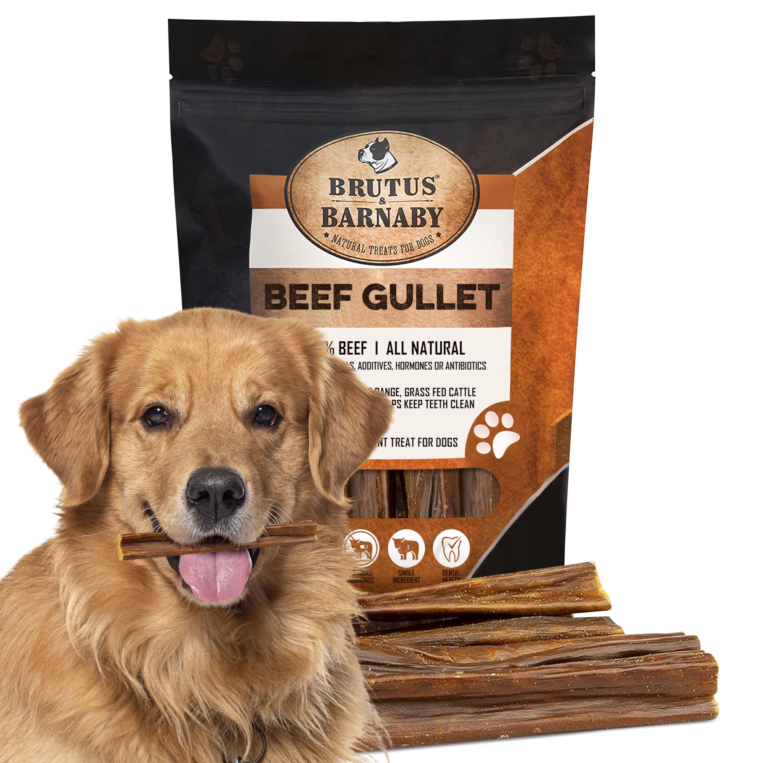 Gullet Sticks for Dogs, All Natural Single Ingredient Beef Jerky Chews, Healthy Beef Gullet Sticks, Naturally Occurring Glucosamine & Chondroitin, Can Help Joint Function for Puppies or Senior Dogs