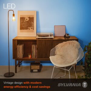 SYLVANIA LED Vintage Filament ST19 Light Bulb, 60W Equivalent, Efficient 7W, Medium Base, 650 Lumens, Dimmable, 2175K, Amber Glow - 4 Pack (40329)