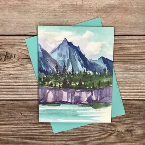 Watercolor Mountain Landscapes -12 card gift set - high-end luxury greeting cards, thank you cards, birthday card, all-occasion cards