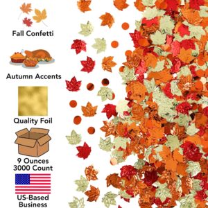 Iconikal Autumn Leaves Confetti, Bulk Party Foil, 3,000-Count