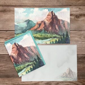 Watercolor Mountain Landscapes -12 card gift set - high-end luxury greeting cards, thank you cards, birthday card, all-occasion cards