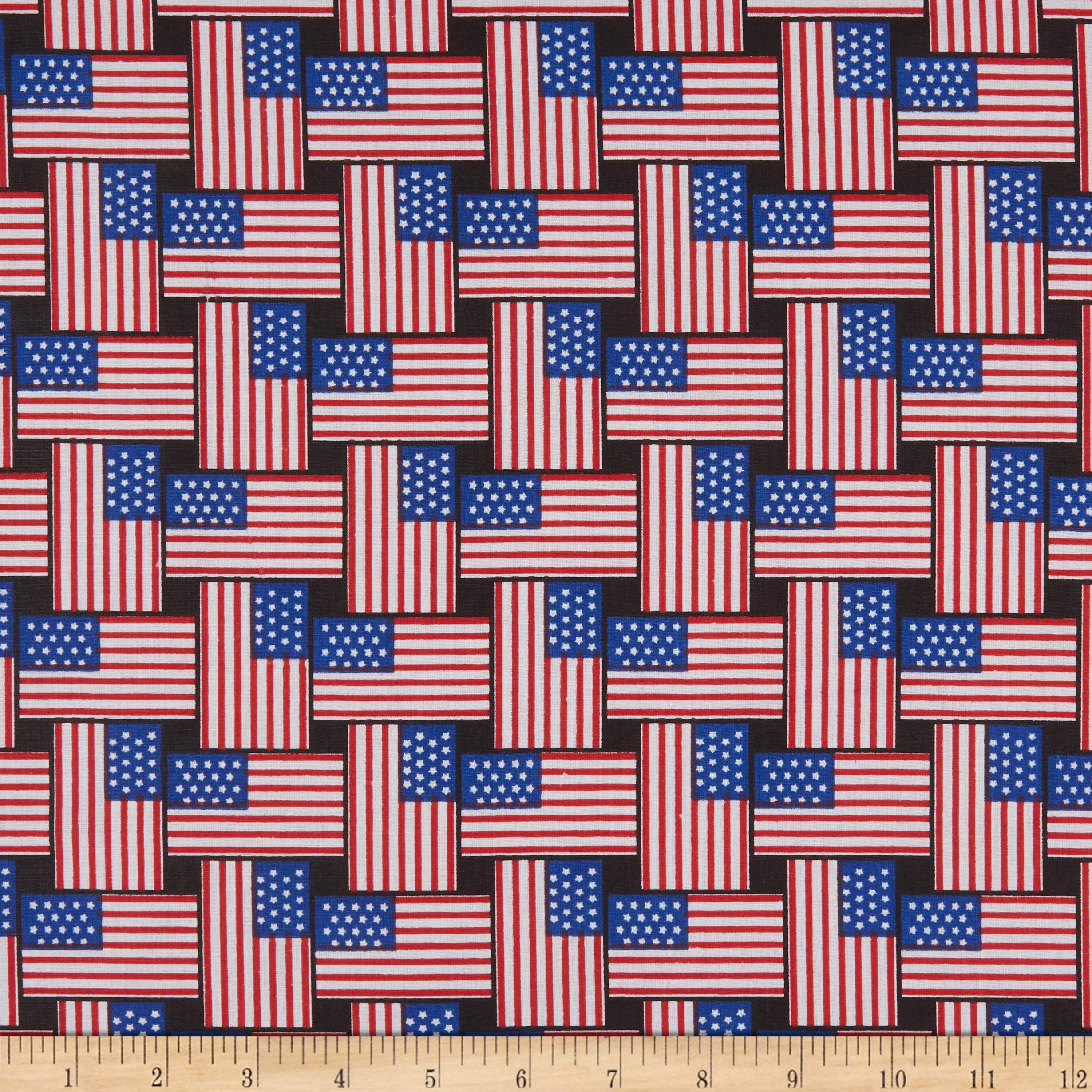 Cotton Print American Flag Weave Original Red White Blue, Quilting Fabric by the Yard