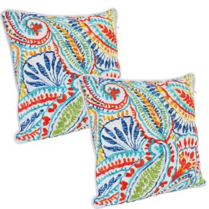 sunnydaze 16-inch square decorative outdoor throw pillows - set of 2 - bold paisley - for indoor and outdoor use