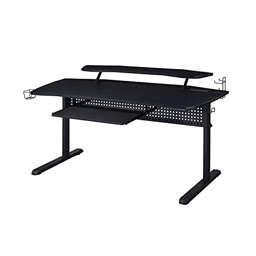 Acme Vildre Metal Frame Gaming Table with USB Port and LED Light in Black