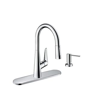 talis s high arc chrome kitchen faucet + soap dispenser + base plate