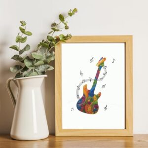 TUMYBee Electric Guitar Greeting Card, Quilling Card with Music Note Shaped, 3D Quilled Card for Birthday, Congratulation, Thank You, Fathers Day, Design Gift for Love Friend Mom with Envelop (Music)