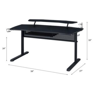 Acme Vildre Metal Frame Gaming Table with USB Port and LED Light in Black