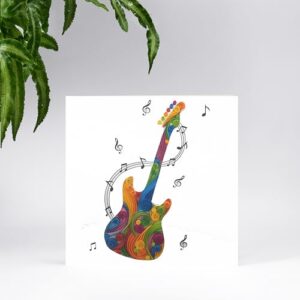 TUMYBee Electric Guitar Greeting Card, Quilling Card with Music Note Shaped, 3D Quilled Card for Birthday, Congratulation, Thank You, Fathers Day, Design Gift for Love Friend Mom with Envelop (Music)