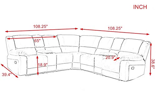 themagichome Sectional Sofa Symmetrical Reclining Sectional Sofa PU Modern Sectional Sofa Couch Power Motion Sofa Living Room Sofa Corner Sectional Sofa with Cup Holder-Black Leather,W223S00028