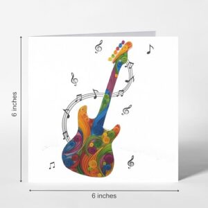 TUMYBee Electric Guitar Greeting Card, Quilling Card with Music Note Shaped, 3D Quilled Card for Birthday, Congratulation, Thank You, Fathers Day, Design Gift for Love Friend Mom with Envelop (Music)