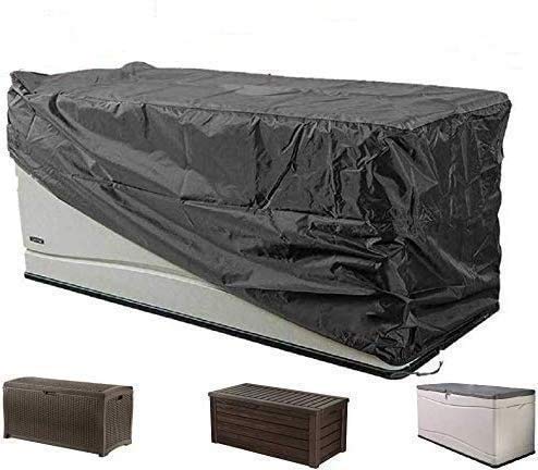 Outdoor Deck Box Cover 420D Waterproof Patio Storage Box Cover Outdoor Deck Box Ottoman Bench Cover Protects from Outdoor Rain Wind and Snow Black 48"L x 24"W x 22"D