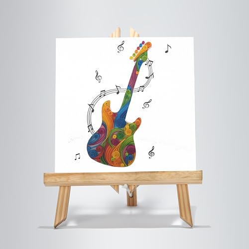 TUMYBee Electric Guitar Greeting Card, Quilling Card with Music Note Shaped, 3D Quilled Card for Birthday, Congratulation, Thank You, Fathers Day, Design Gift for Love Friend Mom with Envelop (Music)