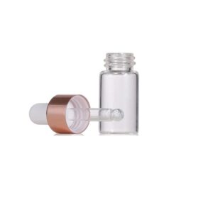 30 Pcs Clear Glass Dropper Bottles Essential Oil Sample Bottles Perfume Vials Liquid Cosmetic Containers Glass Eye Dropper Bottles With Rose Gold Lids (3ml)