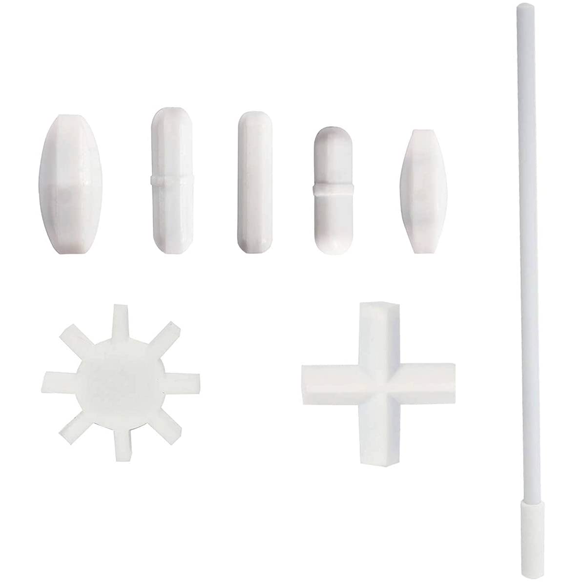 Toolly 7 Shapes Magnetic Stirrer Stir Bars Mixer PTFE Stiring Rod with Magnetic Retriever (8 Pack)