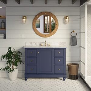 bella 42-inch bathroom vanity (carrara/royal blue): includes royal blue cabinet with authentic italian carrara marble countertop and white ceramic sink