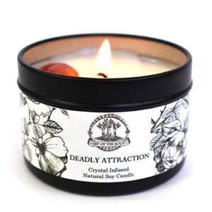 Art of the Root, Ltd. Deadly Attraction Mini Spell Set with a 4 oz Soy Candle with a Carnelian Crystal and a 12 Oil for Passion, Seduction, Romance & Love Wiccan, Pagan, Hoodoo, Conjure, Magick