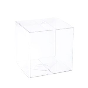 Stockroom Plus 30 Pcs Clear Candy Apple Boxes with Hole Top 4 x 4 x 4 inch for Wedding Baby Shower, Birthday, Easter Favor Supplies Plastic Individual Packaging Cube