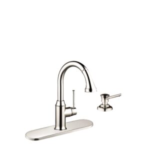 talis c prep polished nickel kitchen faucet + soap dispenser + base plate