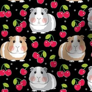 Spoonflower Fabric - Guinea Pigs Black Pig Summer Fruit Red Cute Printed on Petal Signature Cotton Fabric Fat Quarter - Sewing Quilting Apparel Crafts Decor