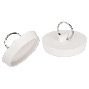 uxcell rubber sink plug, drain stopper white fit 48-49.5mm with hanging ring for bathtub kitchen and bathroom 2pcs