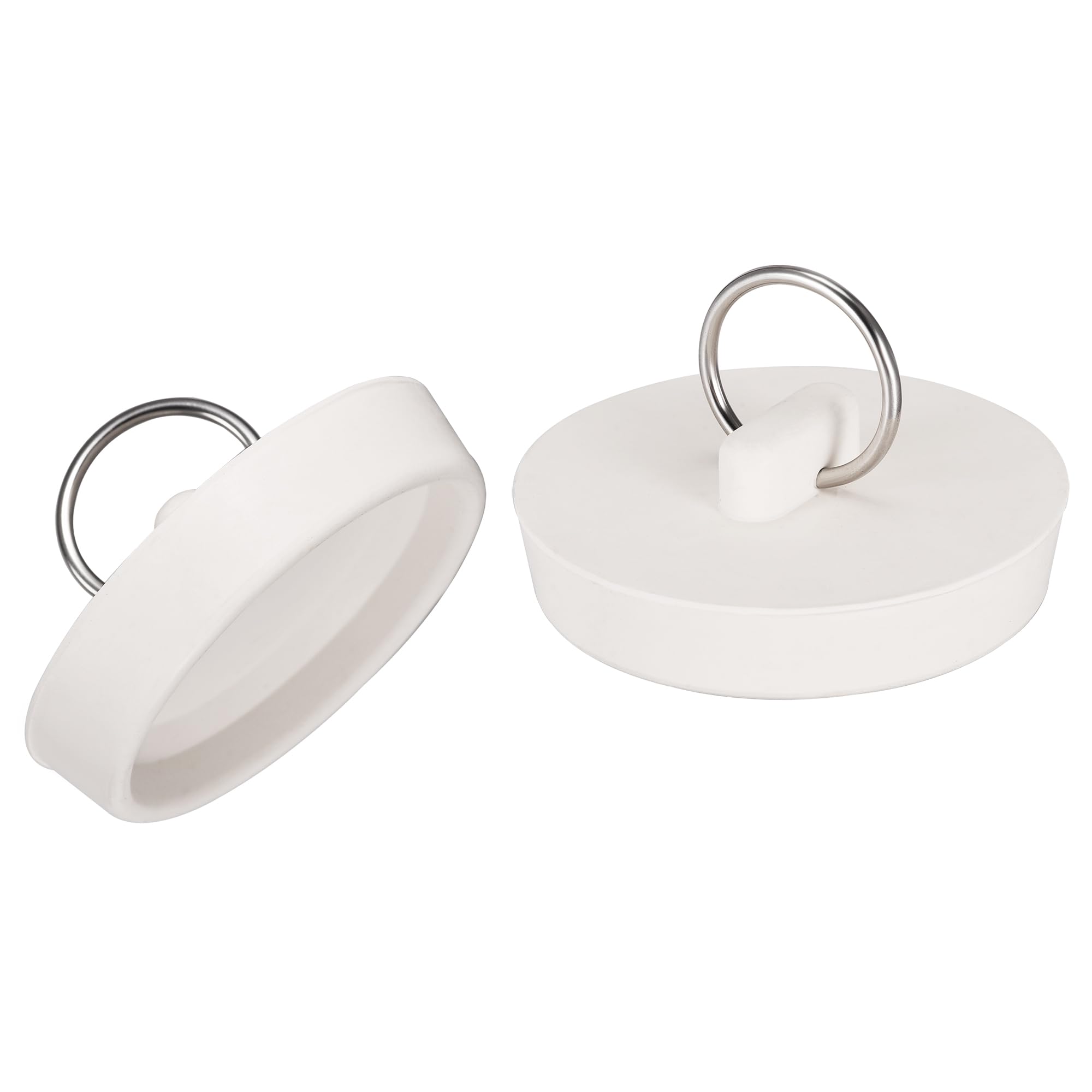 uxcell Rubber Sink Plug, Drain Stopper White Fit 48-49.5mm with Hanging Ring for Bathtub Kitchen and Bathroom 2pcs