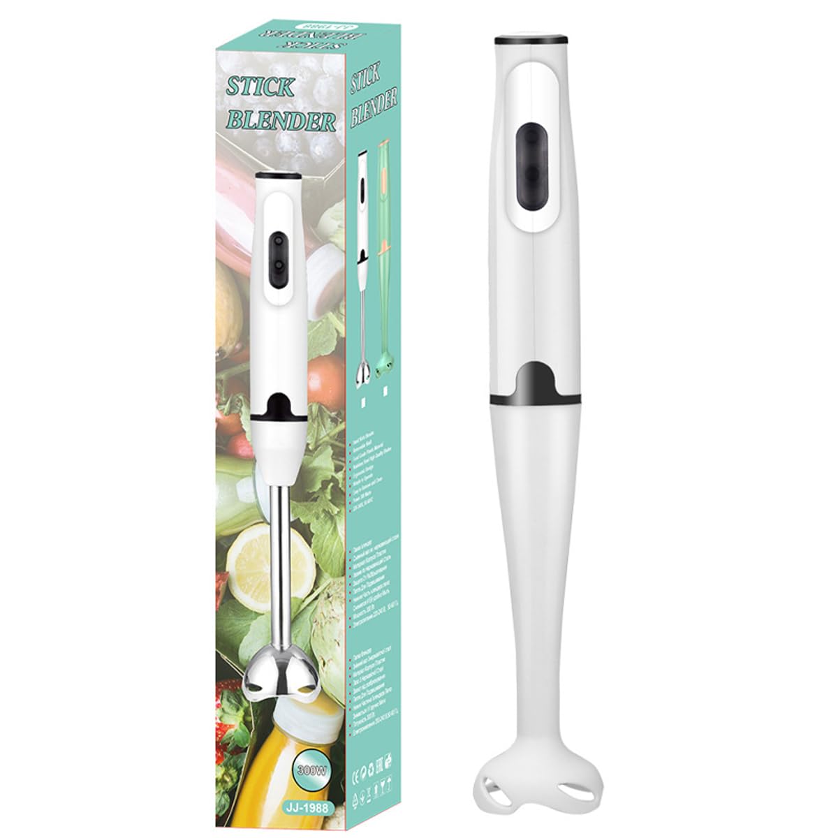 Immersion Blender, 2 Speed Electric, Hand Blender for Kitchen (White)