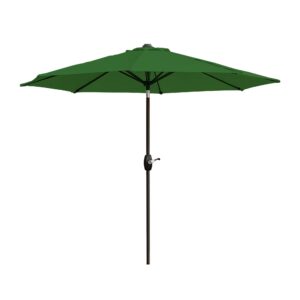 WO Home Furniture Patio Umbrella & Stand Set 9 ft. Outdoor Market Table Umbrella w 20" Fillable Bronze Base Kit (Dark Green)