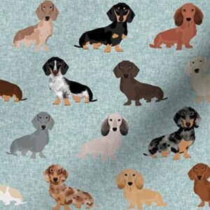 Spoonflower Fabric - Dachshund Pet Quilt Dog Breed Silhouette Coordinates Multi Dogs Printed on Petal Signature Cotton Fabric by The Yard - Sewing Quilting Apparel Crafts Decor