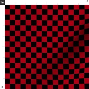 Spoonflower Fabric - Inch Black Dark Red Checkerboard Squares Check Printed on Petal Signature Cotton Fabric Fat Quarter - Sewing Quilting Apparel Crafts Decor