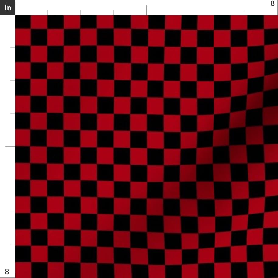 Spoonflower Fabric - Inch Black Dark Red Checkerboard Squares Check Printed on Petal Signature Cotton Fabric Fat Quarter - Sewing Quilting Apparel Crafts Decor