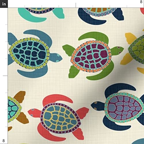 Spoonflower Fabric - Sea Turtle Cw4 Colorful Beach Ocean Scales Nautical Swim Printed on Petal Signature Cotton Fabric by The Yard - Sewing Quilting Apparel Crafts Decor