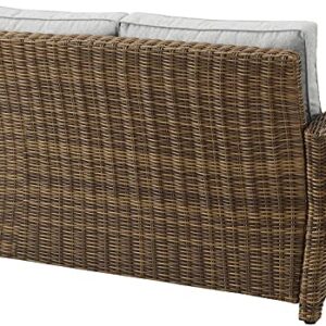 Crosley Furniture Bradenton Wicker Outdoor Loveseat, 2-Person Patio Couch for Porch, Deck, Backyard, Brown with Gray Cushions