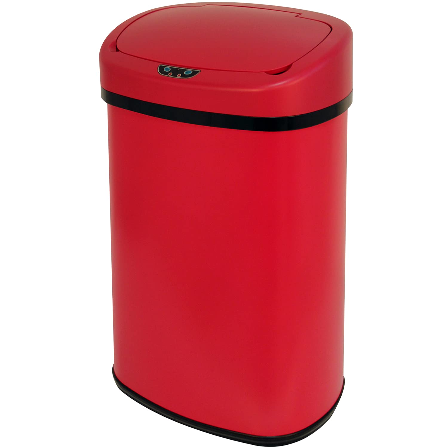 HCB Trash Can Automatic Waste Bin Mute Metal Garbage Can with Lid Stainless Steel 13 Gallon 50 Liter for Kitchen | Office | Bedroom | Bathroom | Living Room (Red)