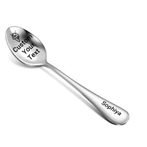 personalized custom tablespoon stainless steel，custom teaspoon stainless steel engraved name ice cream spoon personalized valentine's day easter anniversary wedding gift (silver)