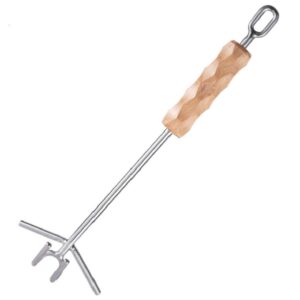 campingmoon camp dutch oven lid lifter for lifting and carrying dutch ovens with wood handle ms-34