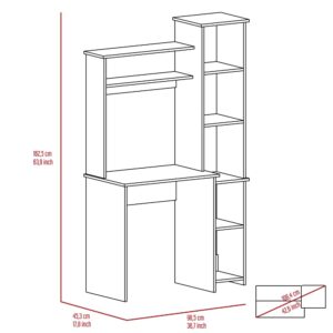 Tuhome Versalles Writing Desk, Two Superior Shelves, Bookshelf