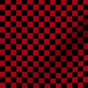 Spoonflower Fabric - Inch Black Dark Red Checkerboard Squares Check Printed on Petal Signature Cotton Fabric Fat Quarter - Sewing Quilting Apparel Crafts Decor