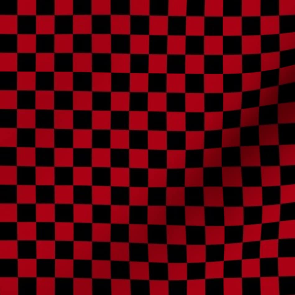 Spoonflower Fabric - Inch Black Dark Red Checkerboard Squares Check Printed on Petal Signature Cotton Fabric Fat Quarter - Sewing Quilting Apparel Crafts Decor