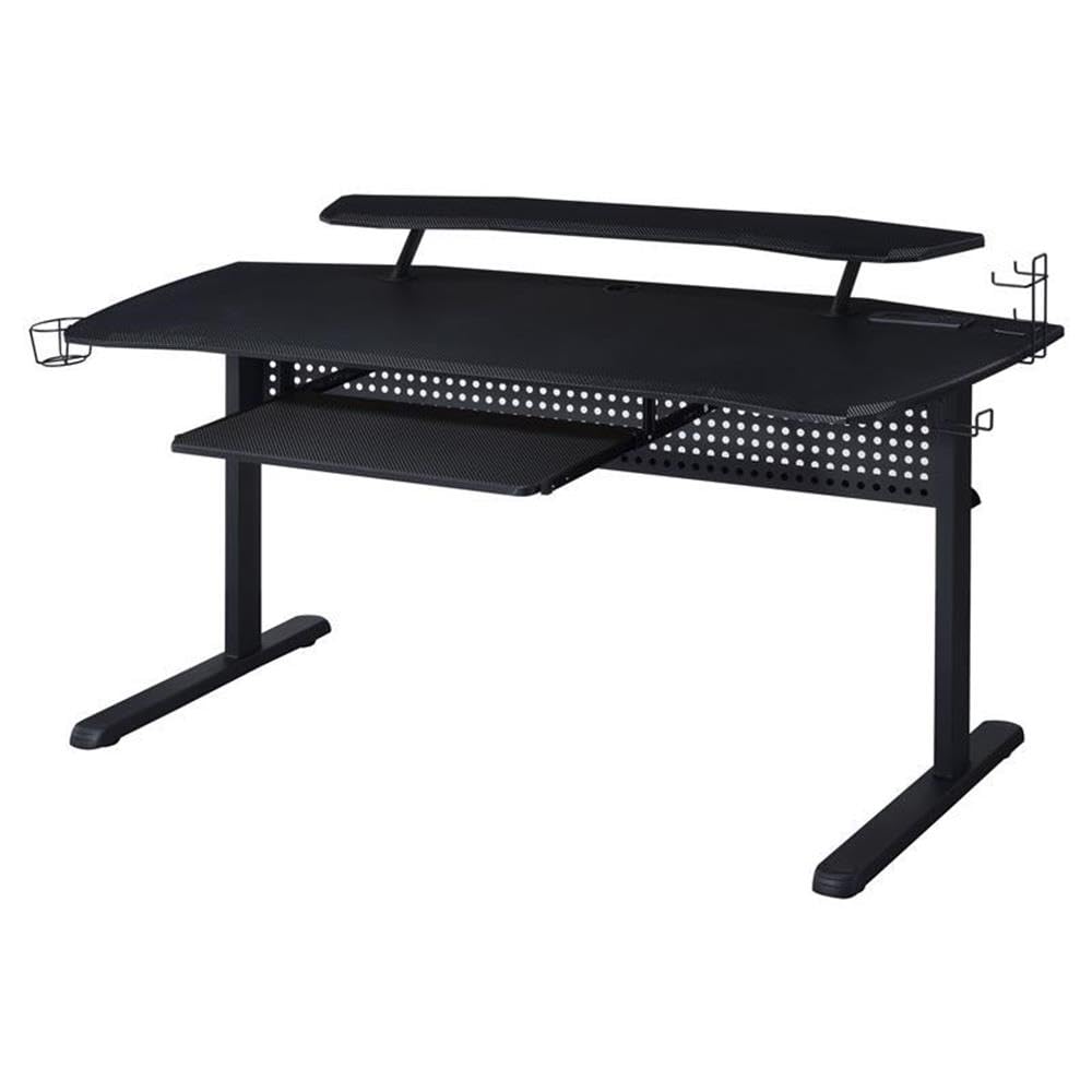 Acme Vildre Metal Frame Gaming Table with USB Port and LED Light in Black