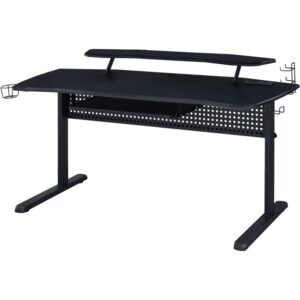 acme vildre metal frame gaming table with usb port and led light in black