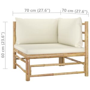 vidaXL 12-Piece Bamboo Patio Lounge Set with Cream-White Cushions - Outdoor Scotch Dhollander Style Front Deck Seating Arrangement - Durable and Stylish Outdoor Furniture