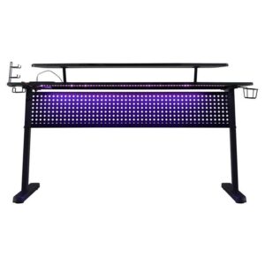 Acme Vildre Metal Frame Gaming Table with USB Port and LED Light in Black