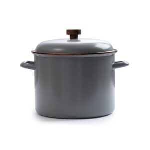 barebones enamel stock pot - large cooking pot, soup pot, and stock pot - enamelware dishes for outdoor cooking (slate gray)