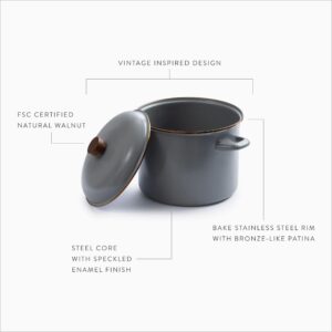 Barebones Enamel Stock Pot - Large Cooking Pot, Soup Pot, and Stock Pot - Enamelware Dishes for Outdoor Cooking (Slate Gray)