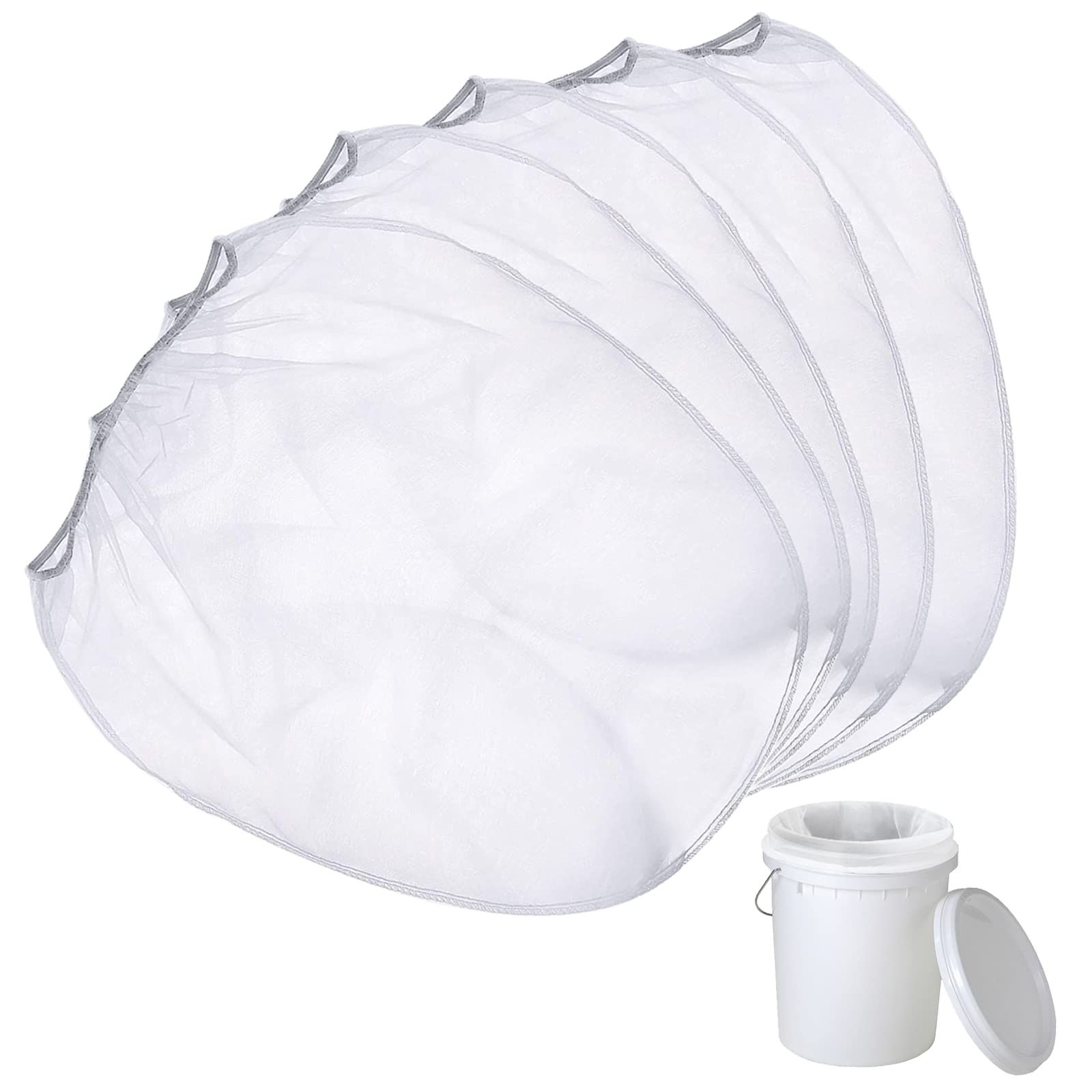 10 Pack Paint Strainer Bags Paint Filter Bag 5 Gallon Paint Strainer Bags White Fine Mesh Disposable Bag Filters with Elastic Drawstring Top Opening for 5 Gallon Bucket Paint Strainer