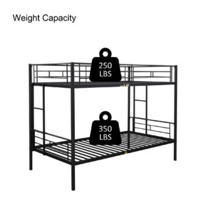 Metal Bunk Beds Twin Over Twin Heavy-Duty Bunk Bed Frame for Kids Boys Girls Teens, Black