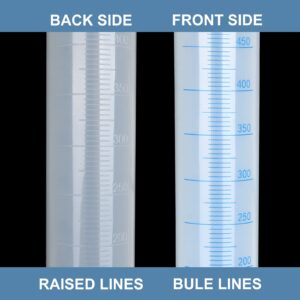 4Pack 500ml Plastic Graduated Cylinder, Transparent Measuring Cylinder Durable Lab Test Tube Flask, 2-Sided Measuring Lines Graduated Cylinder Beaker for Science Projects, Pour Spout