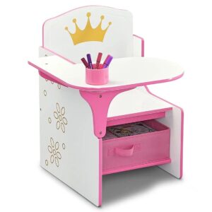 Delta Children Princess Crown Chair Desk with Storage Bin - Ideal for Arts & Crafts, Snack Time, Homeschooling, Homework & More - Greenguard Gold Certified, White/Pink