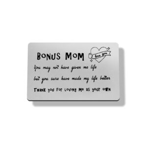 bonus mom engraved metal wallet card insert for stepmom gift stepmom birthday card gifts,bonus mom gift,mother of bride groom gift,bonus mom,stepmother,stepmom,mother-in-law christmas mothers day gift